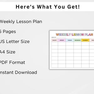 Printable Weekly Lesson Plan for Preschool. Homeschool Teacher Planner ...