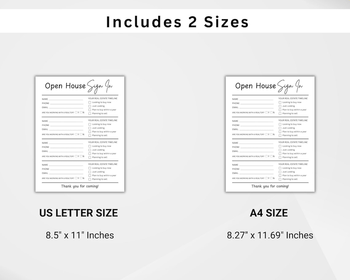 EDITABLE Open House Sign in Sheet. Printable Real Estate Marketing ...