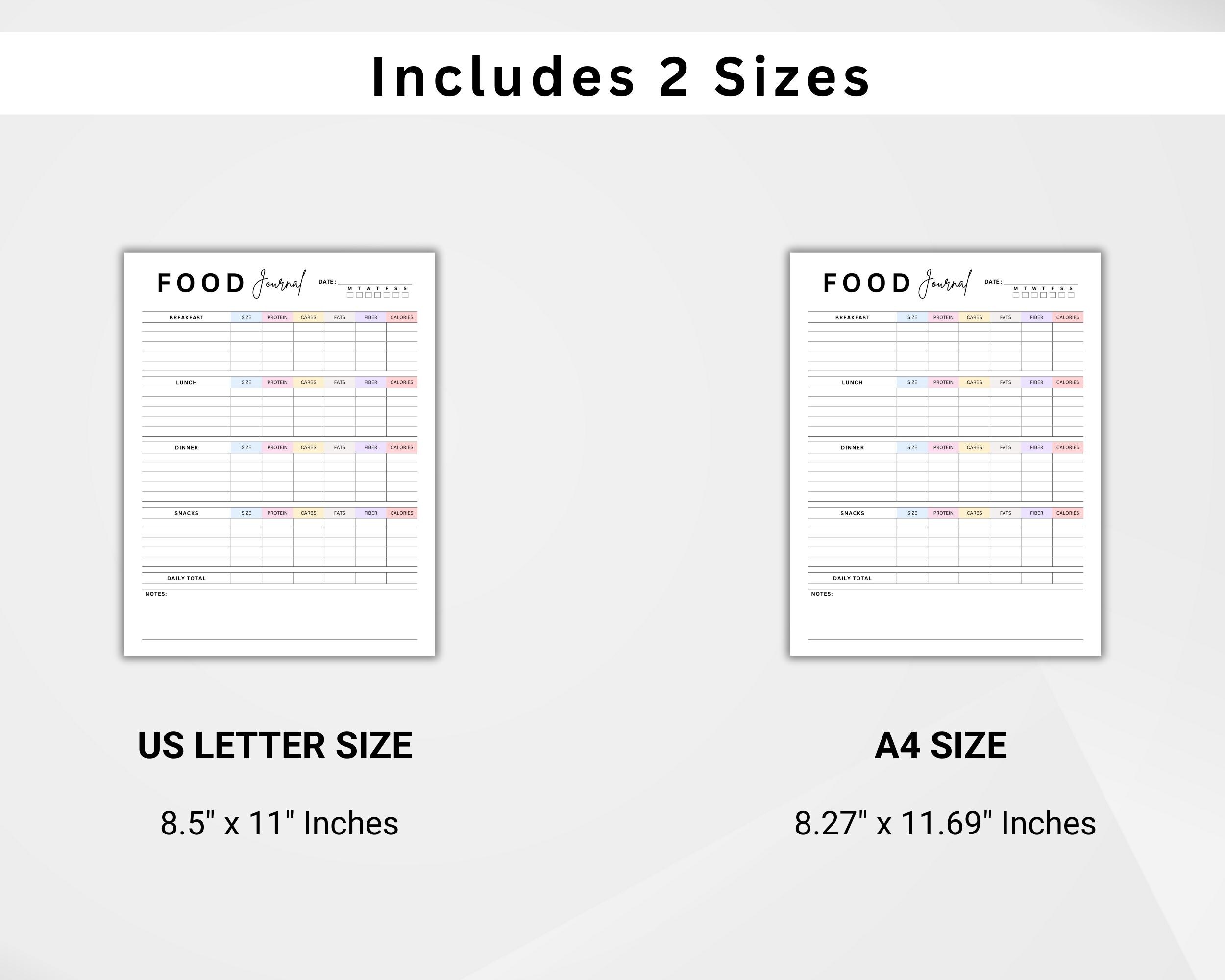 10 Food Diary. Daily Food Journal. Calorie Tracker. Daily Calorie ...