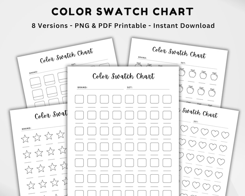 Printable Coloring Swatch Chart. Marker Color Sheet. Color Palette ...