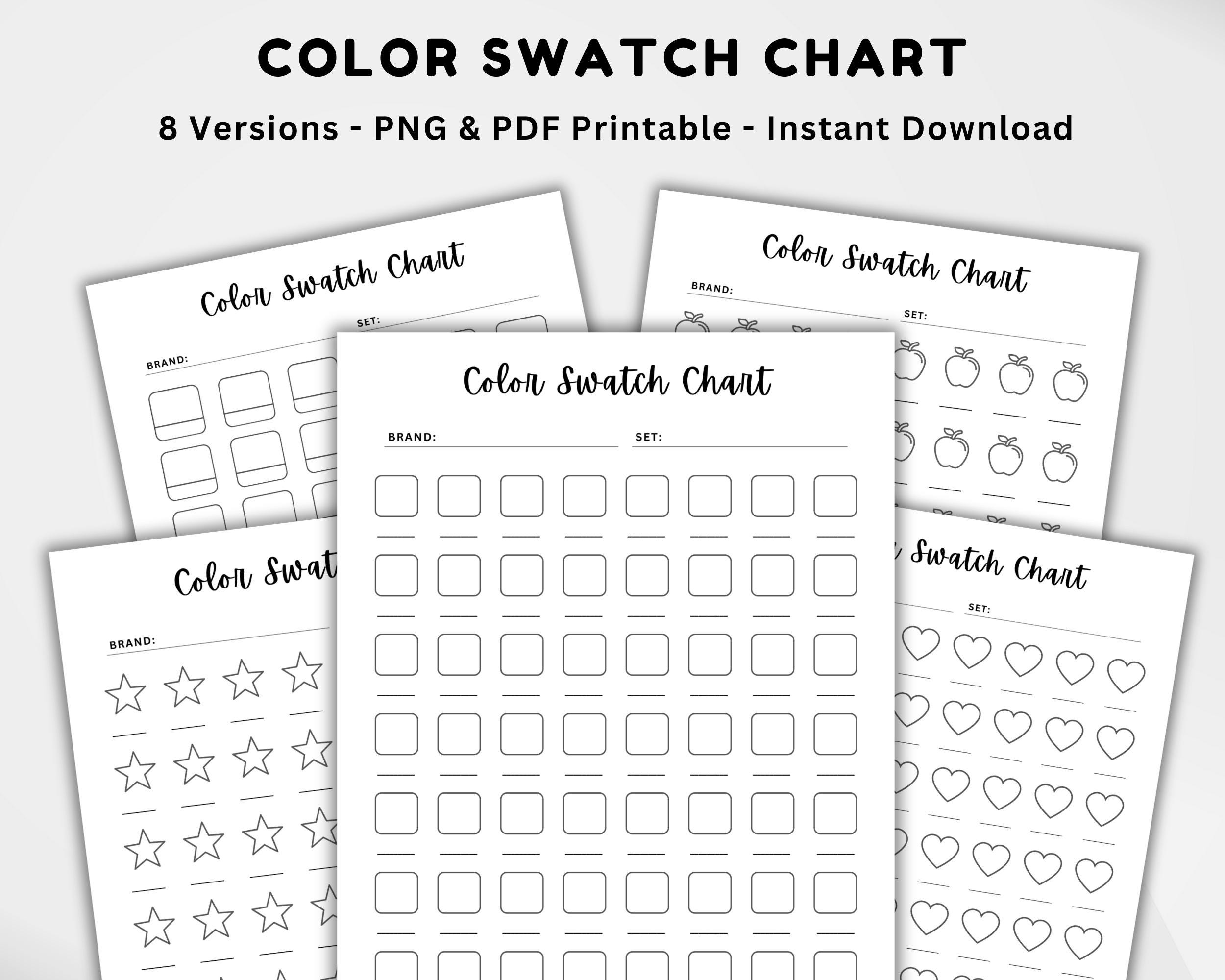 Printable Coloring Swatch Chart. Marker Color Sheet. Color Palette ...