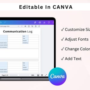 Parent Communication Log Template, Editable Call Log Tracker for ...