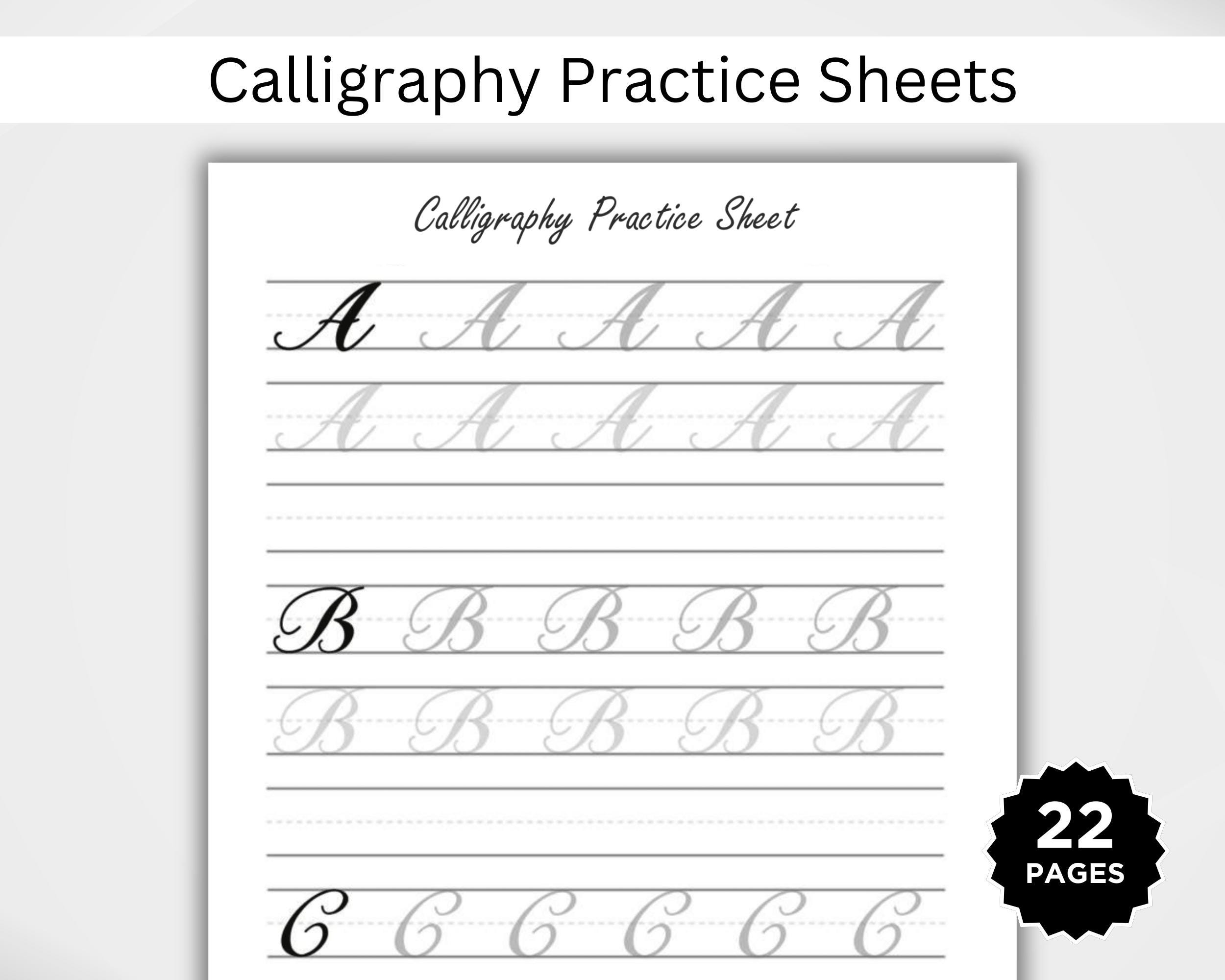 Calligraphy Practice Sheets Template. Printable Calligraphy Worksheets ...