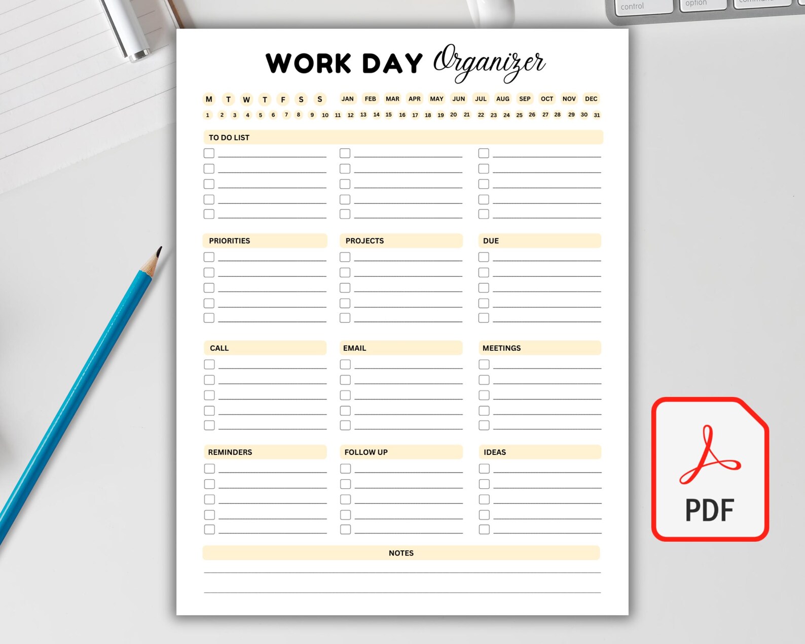 Printable Work Day Schedule Template. Daily Productivity Planner. Work ...