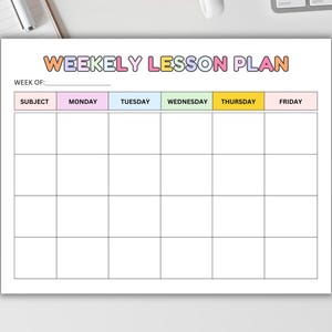 Printable Weekly Lesson Plan for Preschool. Homeschool Teacher Planner ...