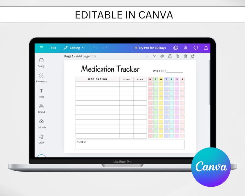 Weekly Medication Tracker. Medication Log. Printable Medication ...