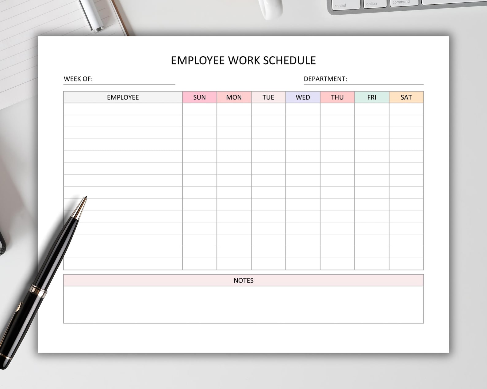 Employee Work Schedule. Printable Employee Time Sheet. Employee Weekly ...