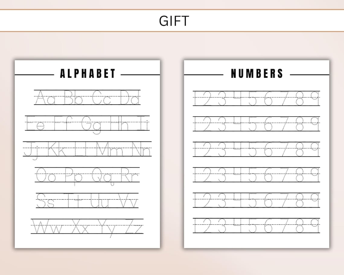 Printable Alphabet & Number Tracing Sheet Handwriting Practice Number ...