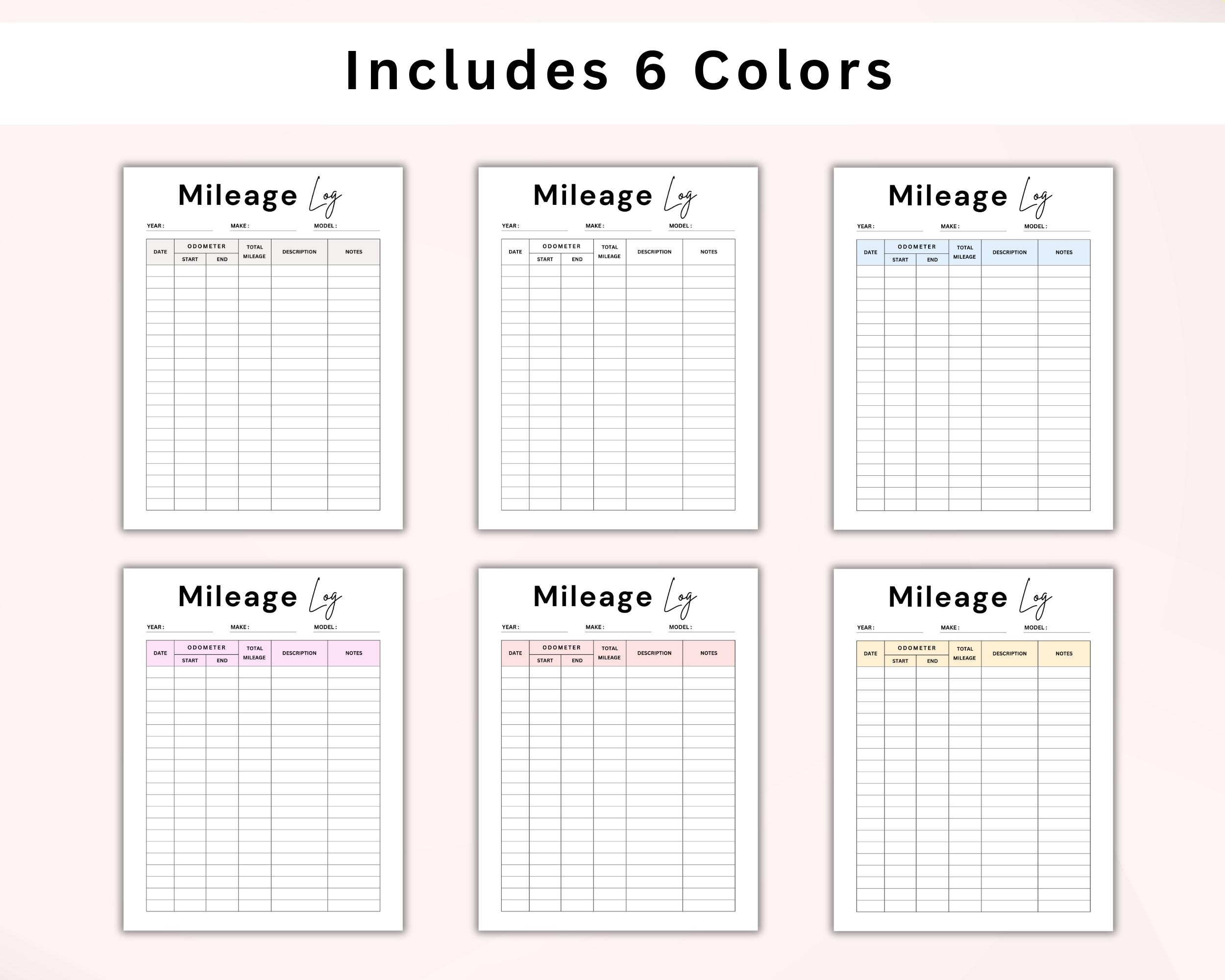 Printable Mileage Log. Mileage Tracker. Car Mileage. Vehicle Mileage ...
