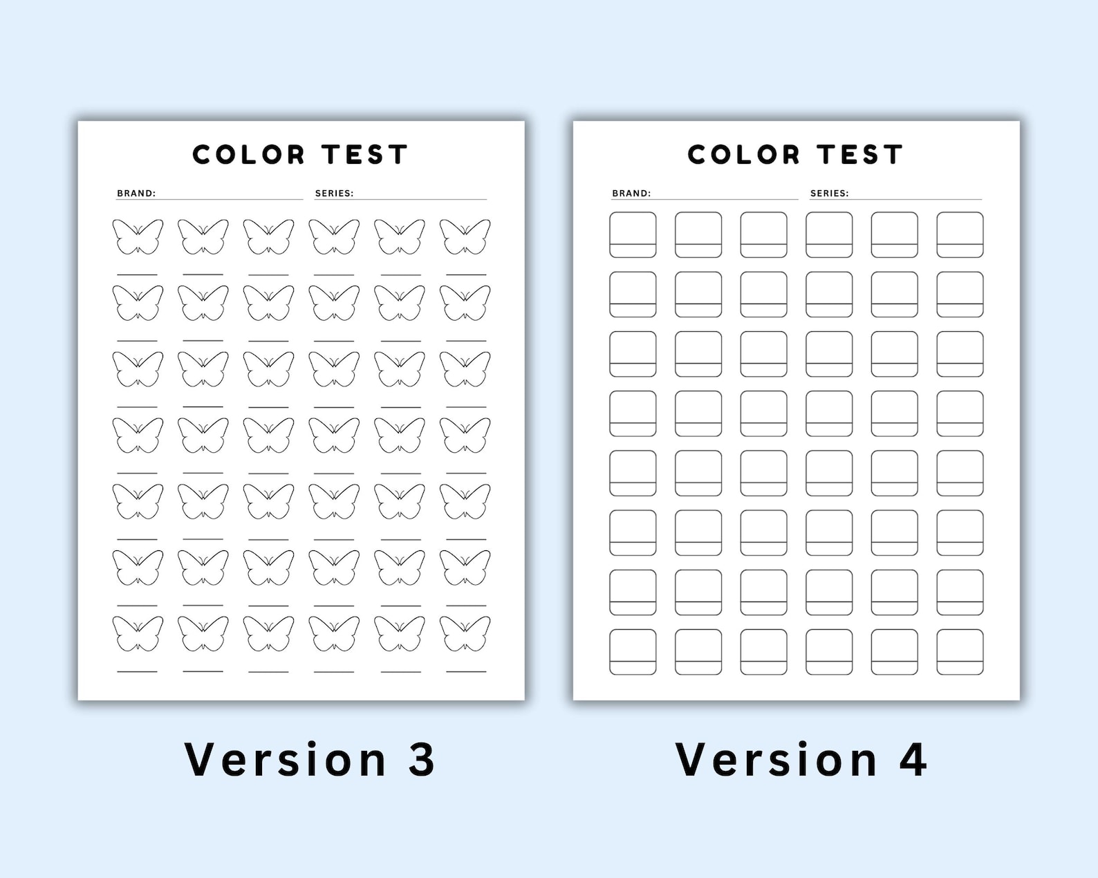 Blank Color Swatch Charts. Swatch Test Template. Color Test. Color ...