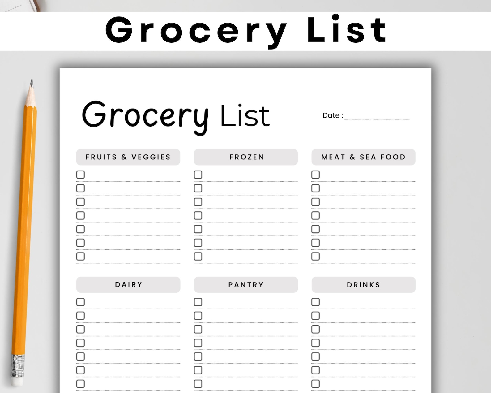 Printable Grocery List Template. Grocery Shopping List. Meal Planning ...