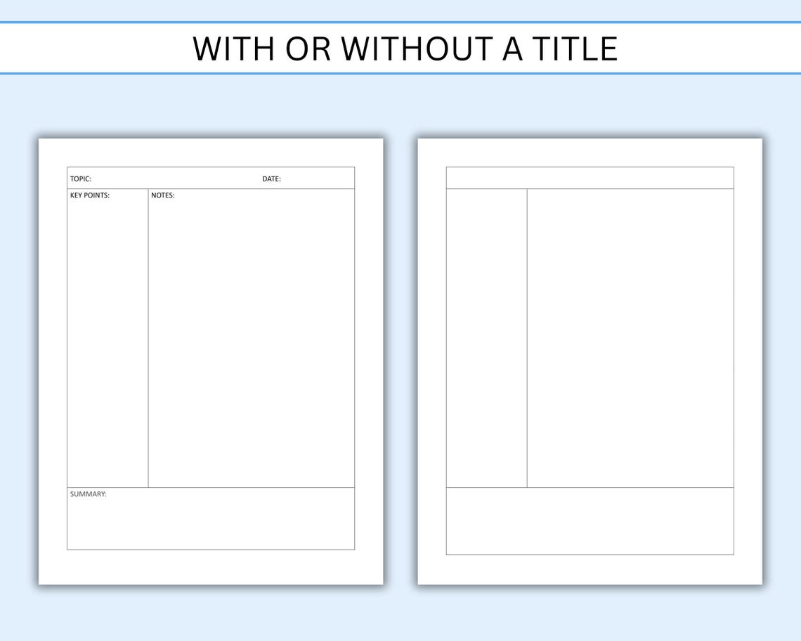 Printable Cornell Notes Paper. Cornell Notes Taking. Cornell Notes ...