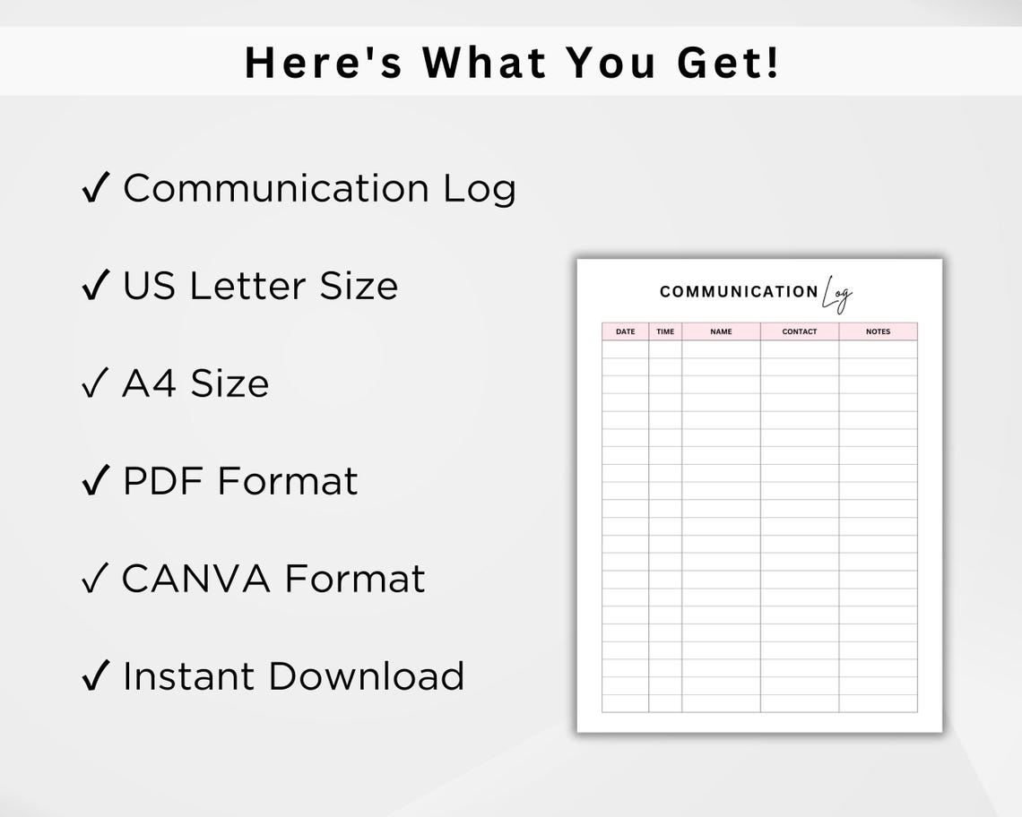 Communication Log Printable. Teacher Communication Log. Call Log PDF ...
