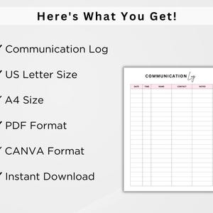 Communication Log Printable. Teacher Communication Log. Call Log PDF ...