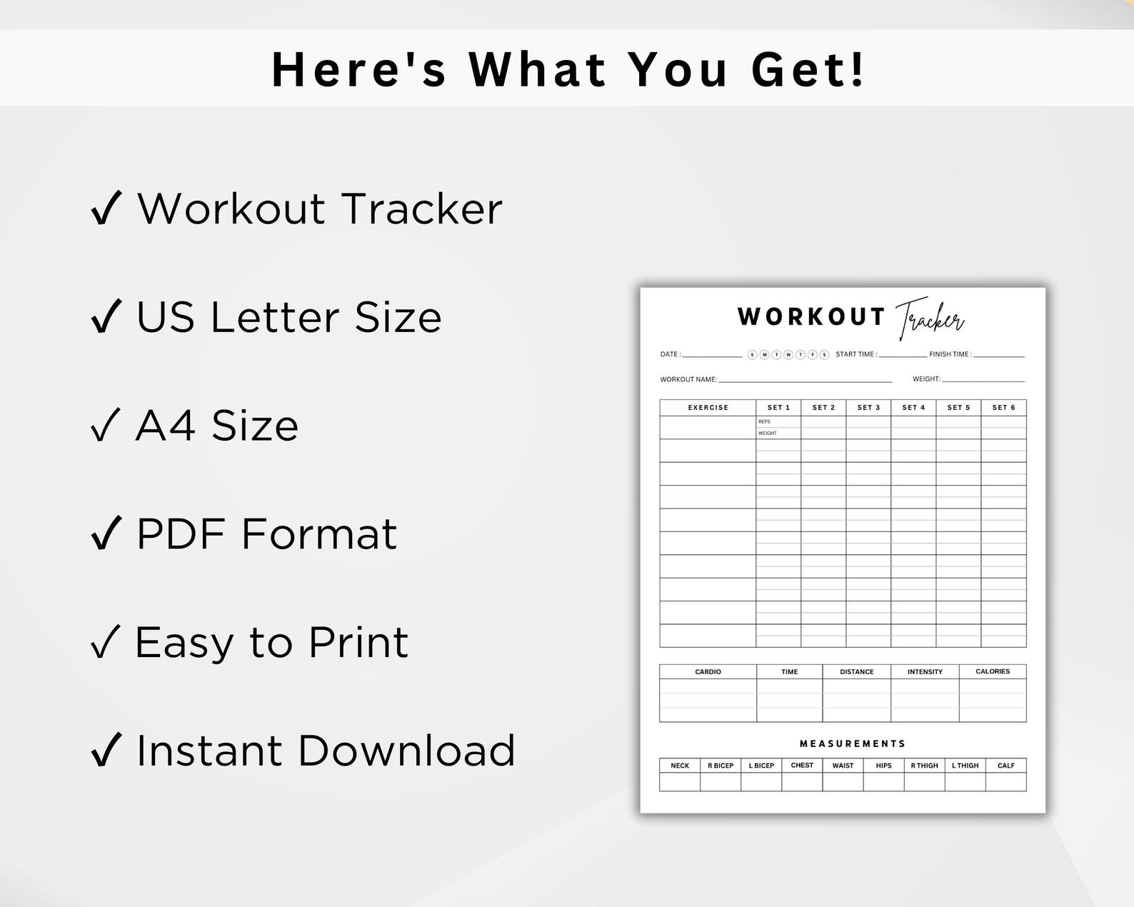 Printable Workout Tracker. Exercise Tracker. Fitness Tracker. Weight ...