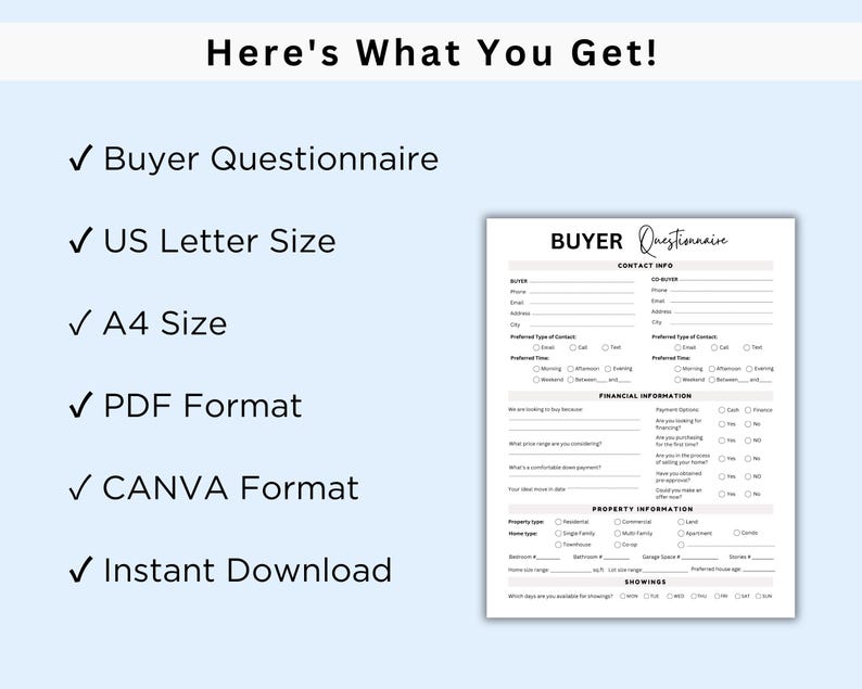 Buyer Questionnaire. Buyer Survey Questionnaire. Real Estate Marketing ...