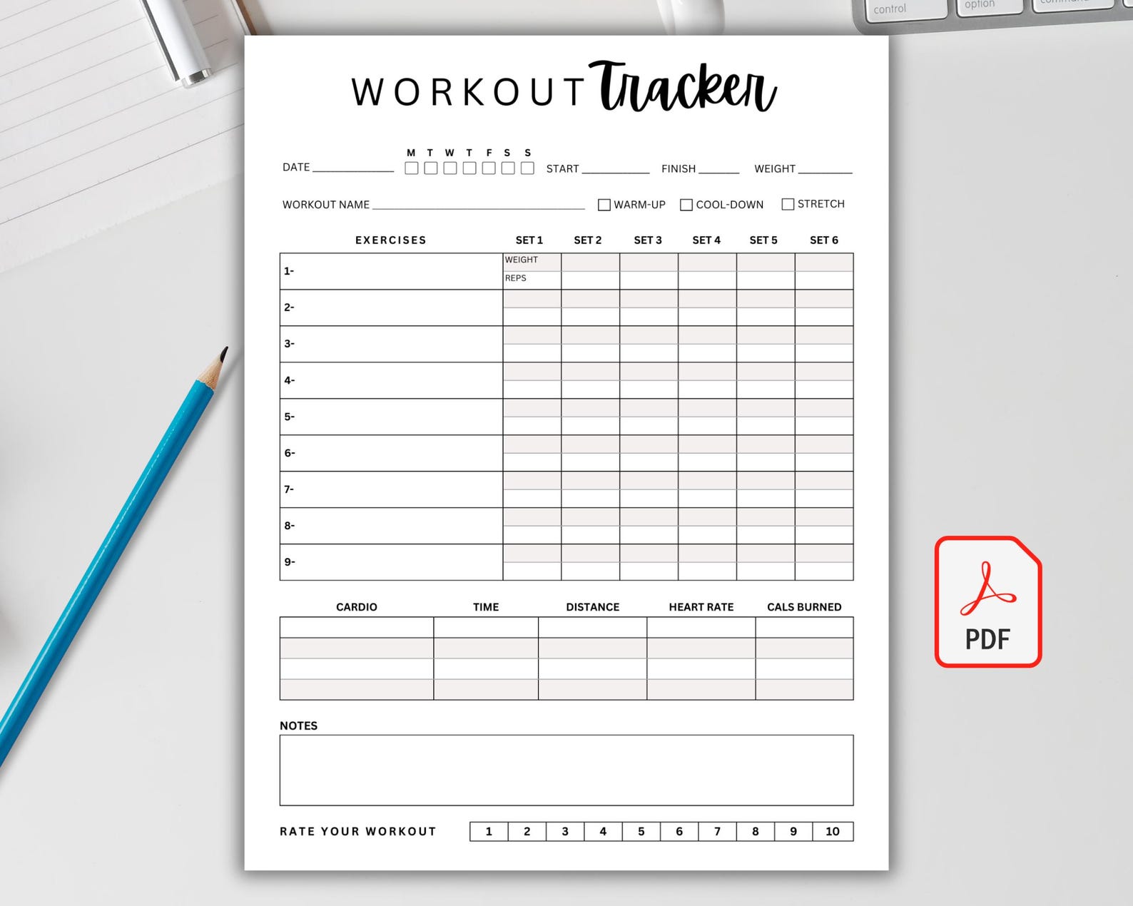 Workout Tracker. Exercise Tracker. Fitness Log. Daily Exercise Log ...