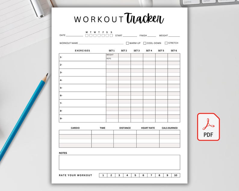 Workout Tracker. Exercise Tracker. Fitness Log. Daily Exercise Log ...