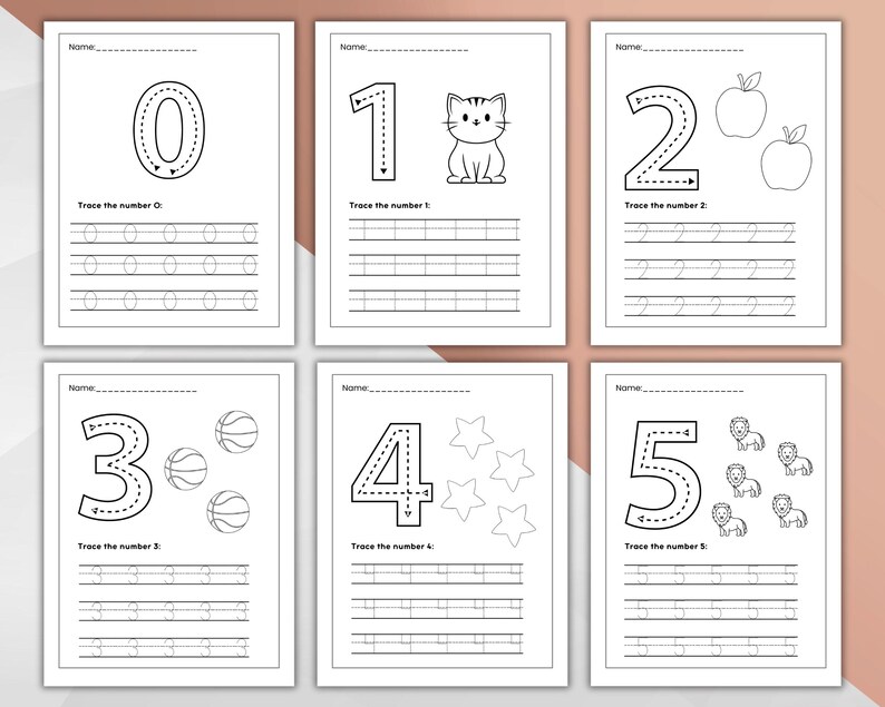 Number Tracing Worksheets. Printable Traceable Numbers. Preschool ...