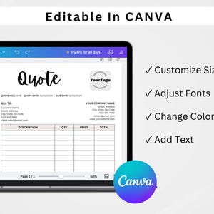 Editable Price Quotation Form Canva Template, Small Business Price ...