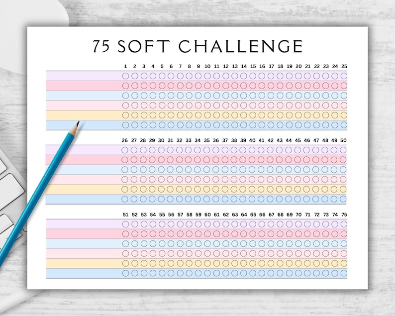 Editable 75 Soft Challenge Tracker. Printable 75 Soft Challenge Tracker ...