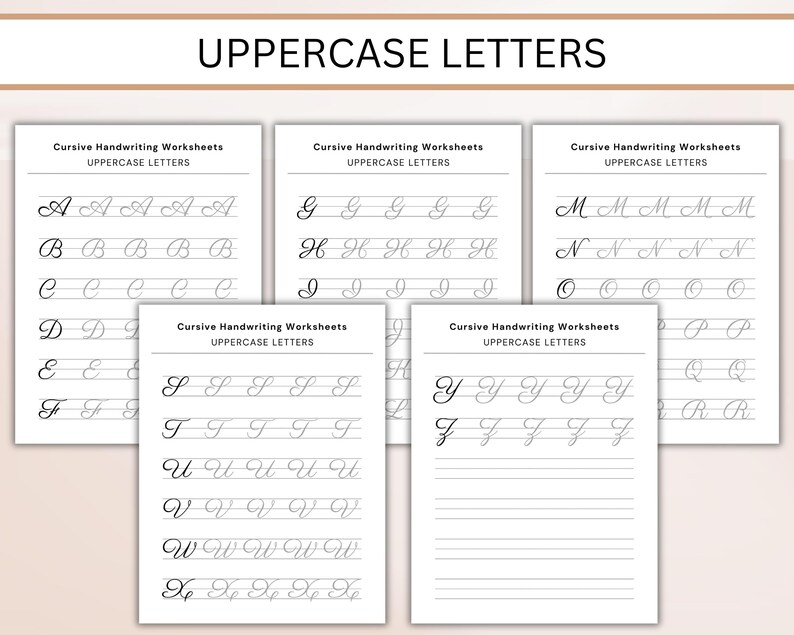 Cursive Handwriting Worksheets. Printable Cursive Worksheets. Uppercase ...