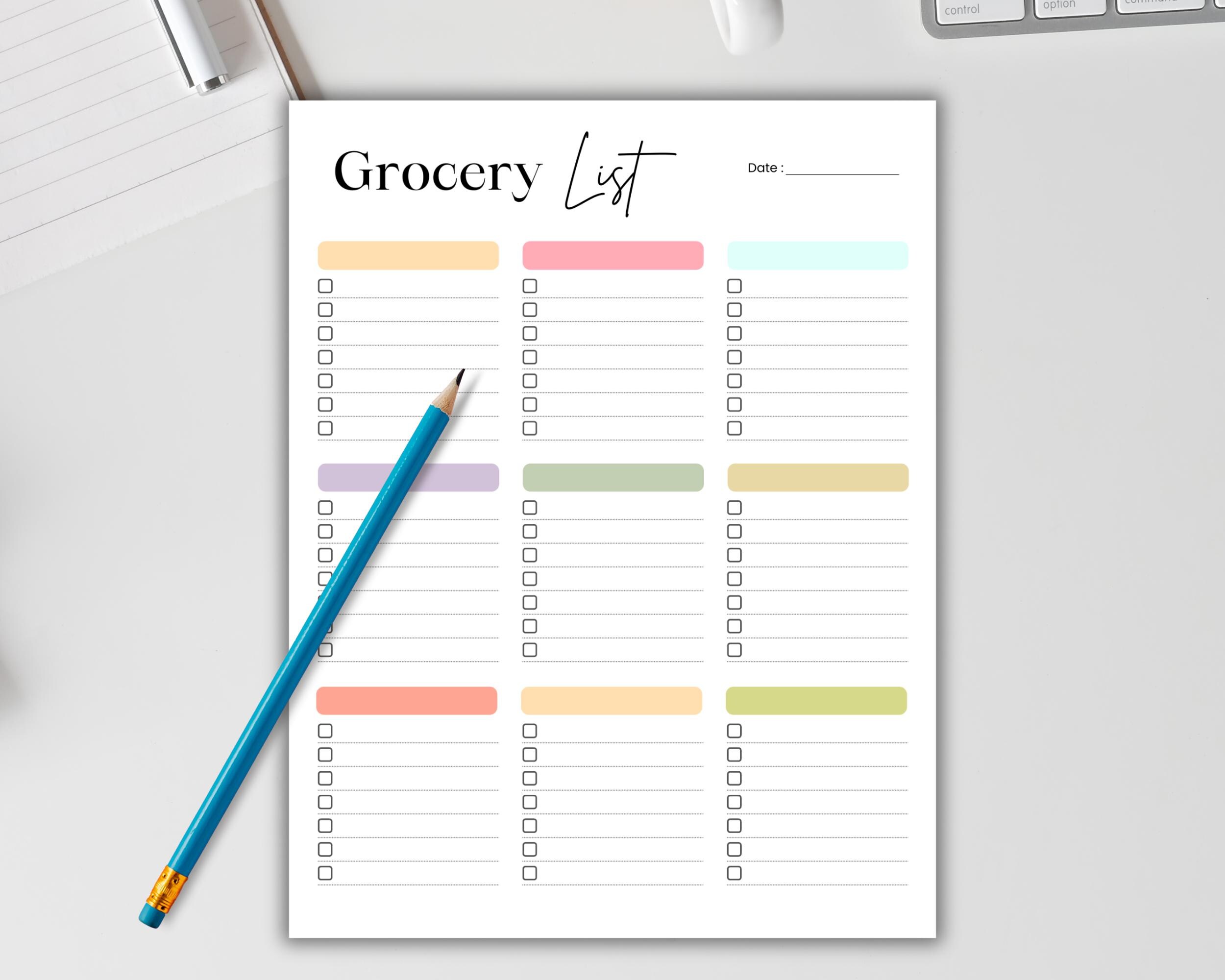 Grocery List Template. Shopping List. Grocery Checklist. Printable ...