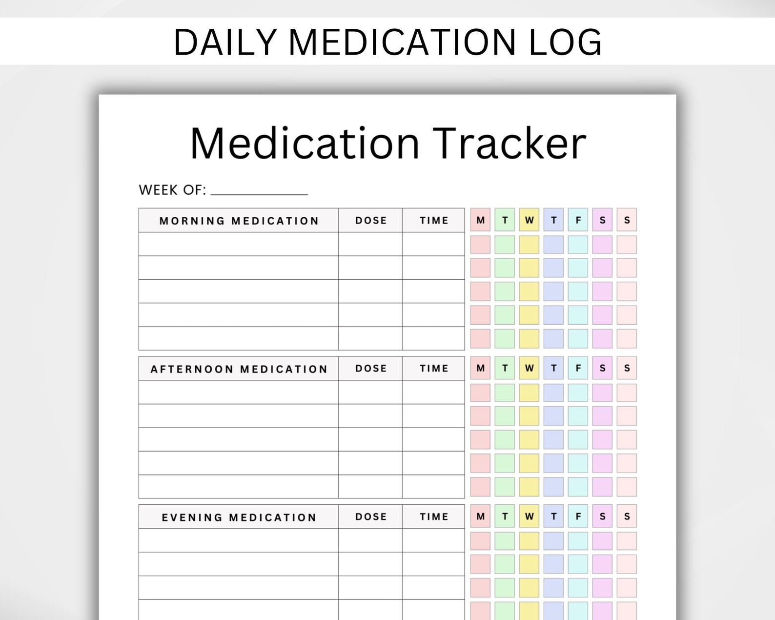 Daily Medication Tracker. Medication Log. Printable Medicine Log for ...