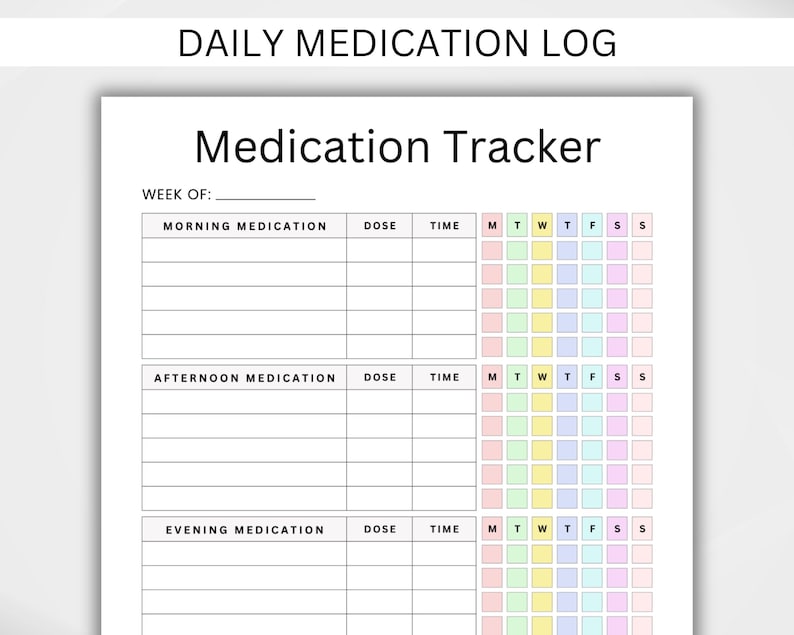 Daily Medication Tracker. Medication Log. Printable Medicine Log for ...