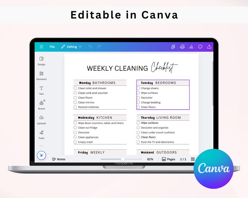 Editable Cleaning Planner, Cleaning Checklist, Cleaning Schedule ...