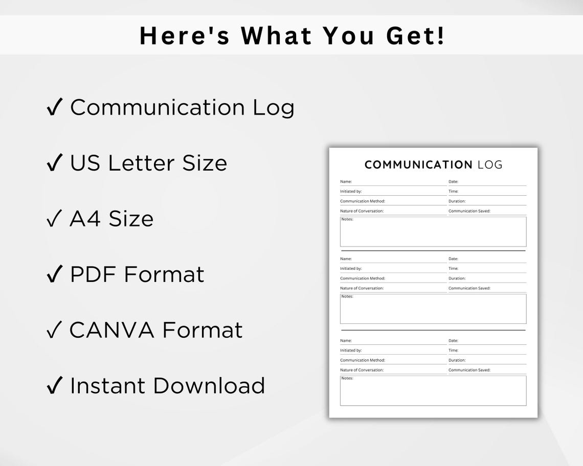 Printable Communication Log. Call Tracker PDF. Phone Call Log Small ...