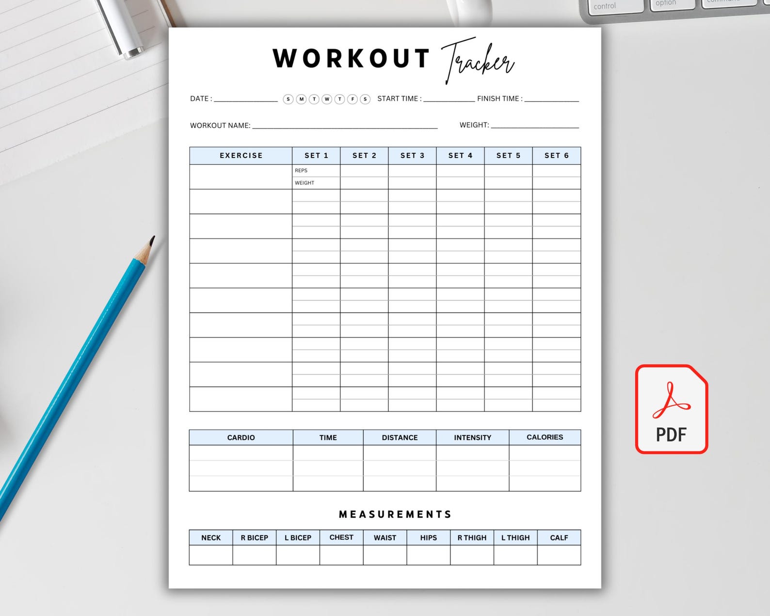 Printable Workout Tracker. Exercise Tracker. Fitness Tracker. Weight ...