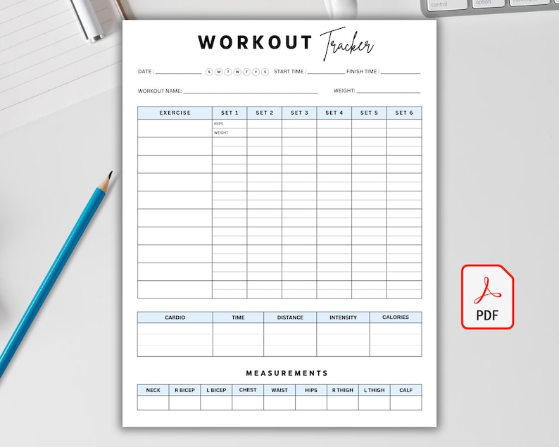 Printable Workout Tracker. Exercise Tracker. Fitness Tracker. Weight ...
