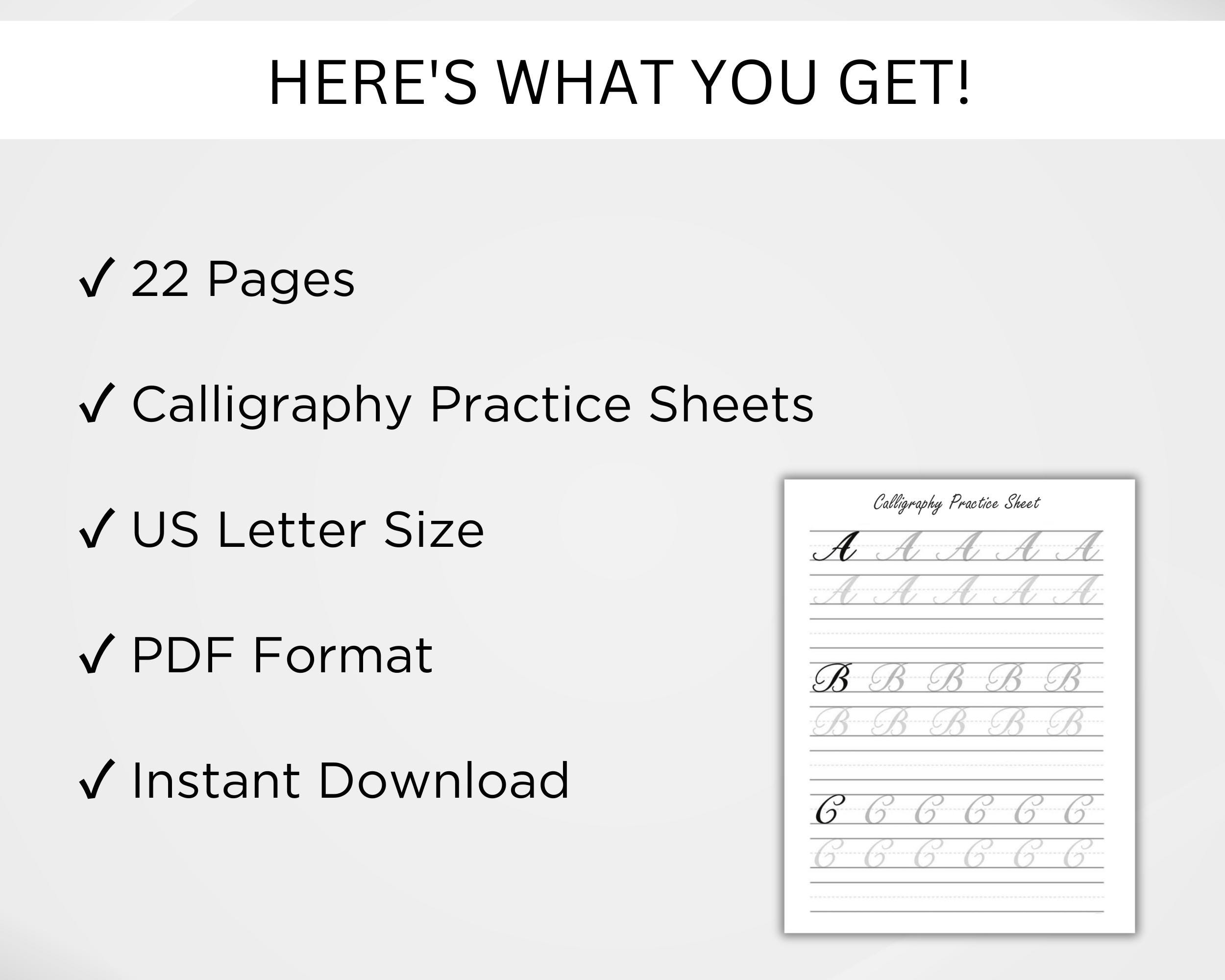 Calligraphy Practice Sheets Template. Printable Calligraphy Worksheets ...