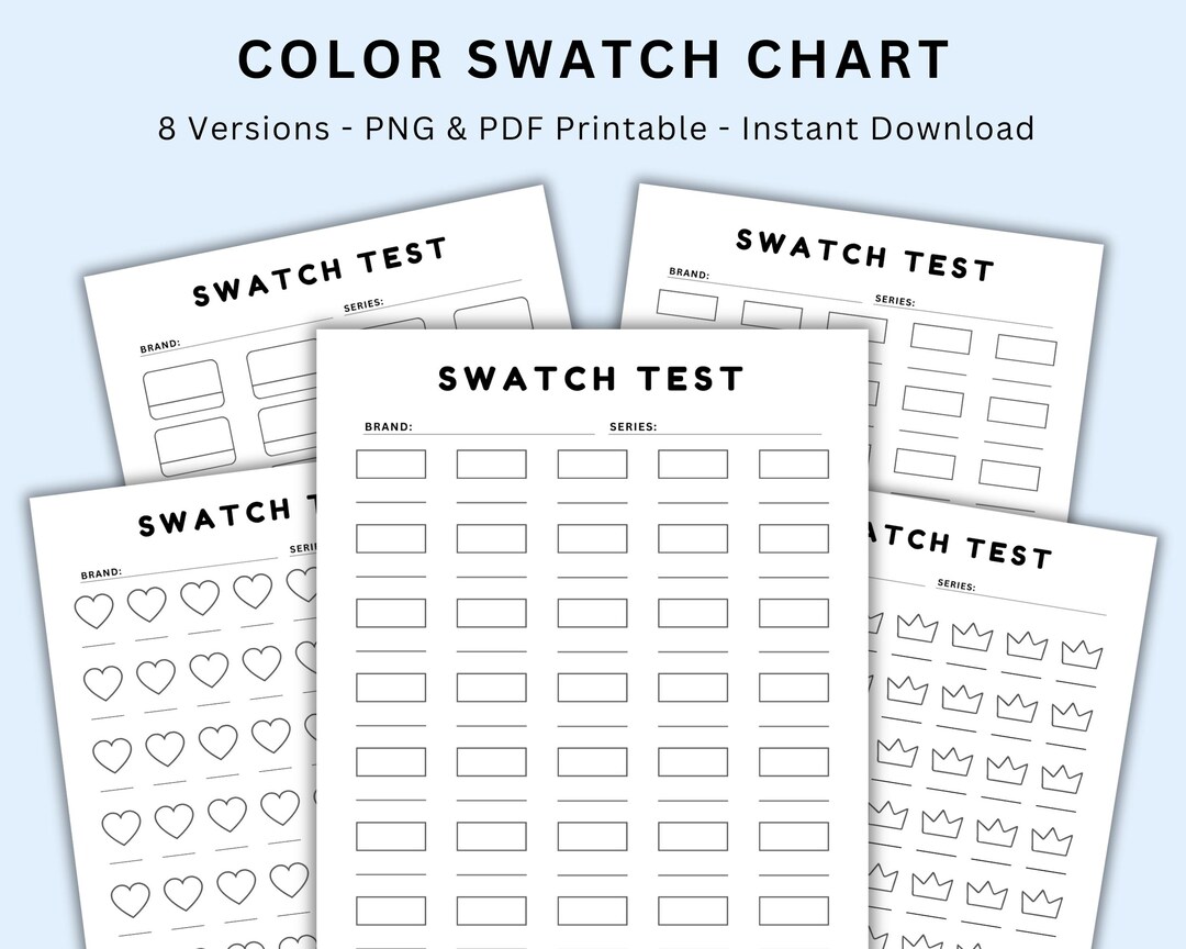 Blank Color Swatch Charts, Swatch Test Template, Color Test, Color ...