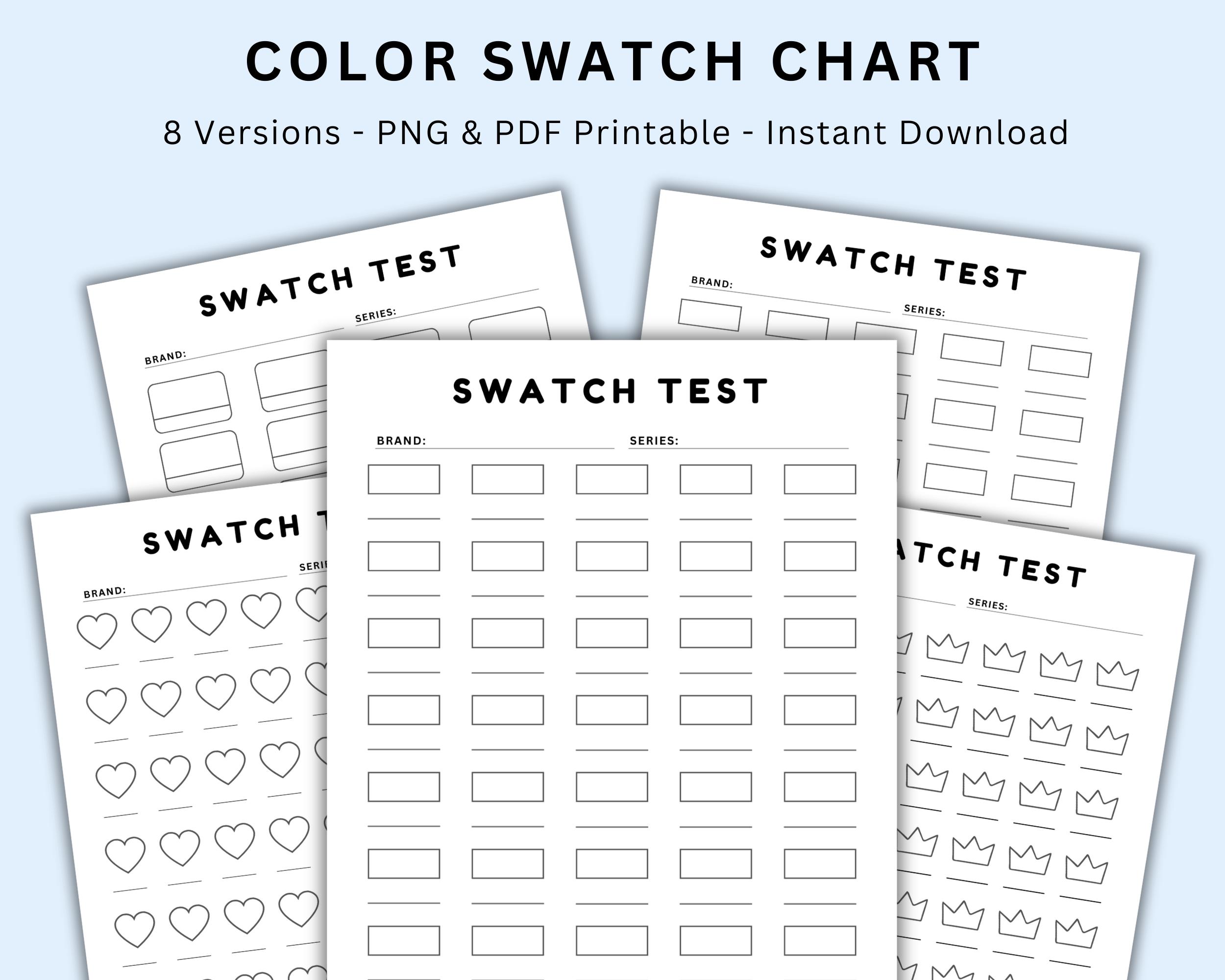 Color Swatch Chart Printable Blank Color Chart Swatch Template Page ...
