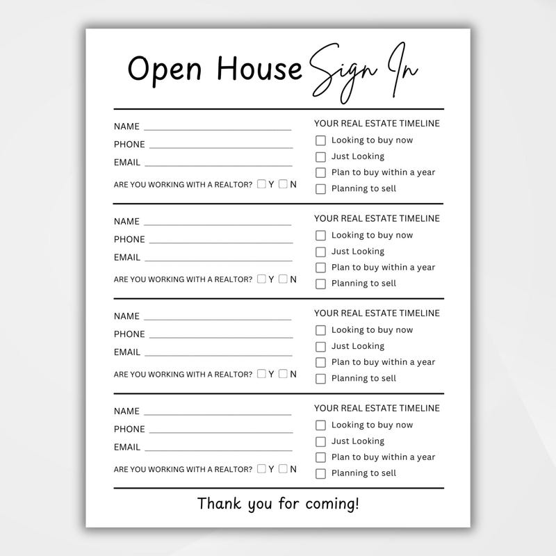Template for Sign in Sheet - Etsy