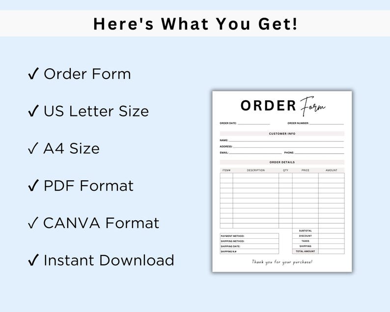 Order Form Template: Editable Small Business Purchase Form (canva ...