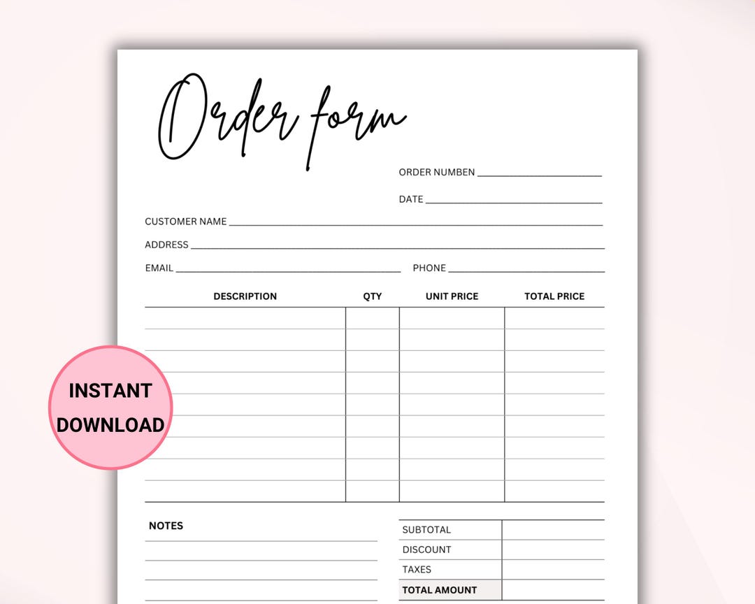 EDITABLE Order Form Template. Custom Order Form. Crafters Order Form ...