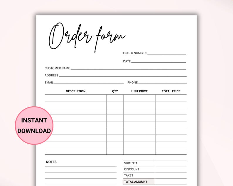 EDITABLE Order Form Template. Custom Order Form. Crafters Order Form ...
