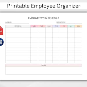 Employee Work Schedule. Printable Employee Time Sheet. Employee Weekly ...