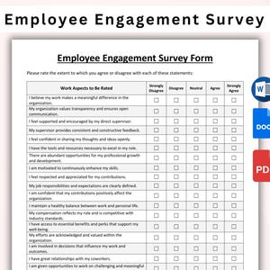 Employee Engagement Survey Template. HR Survey. Employee Feedback ...