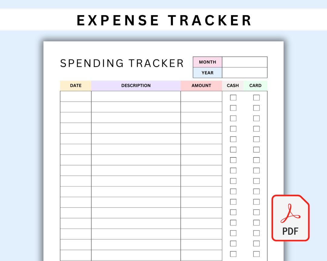 Spending Tracker Printable | Expense Tracker | Accounting Ledger Log ...