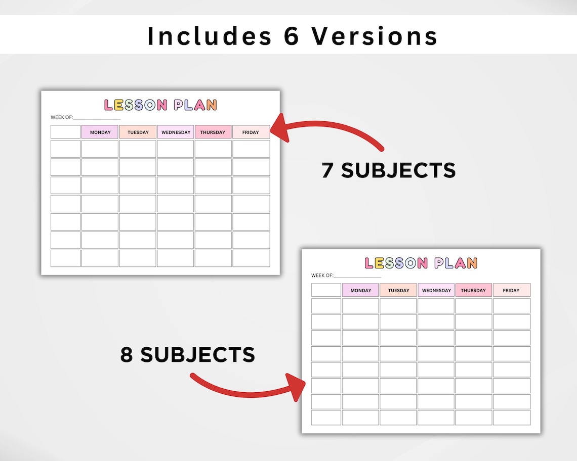 PRINTABLE Weekly Lesson Plan for Preschool Homeschool Teacher Planner ...