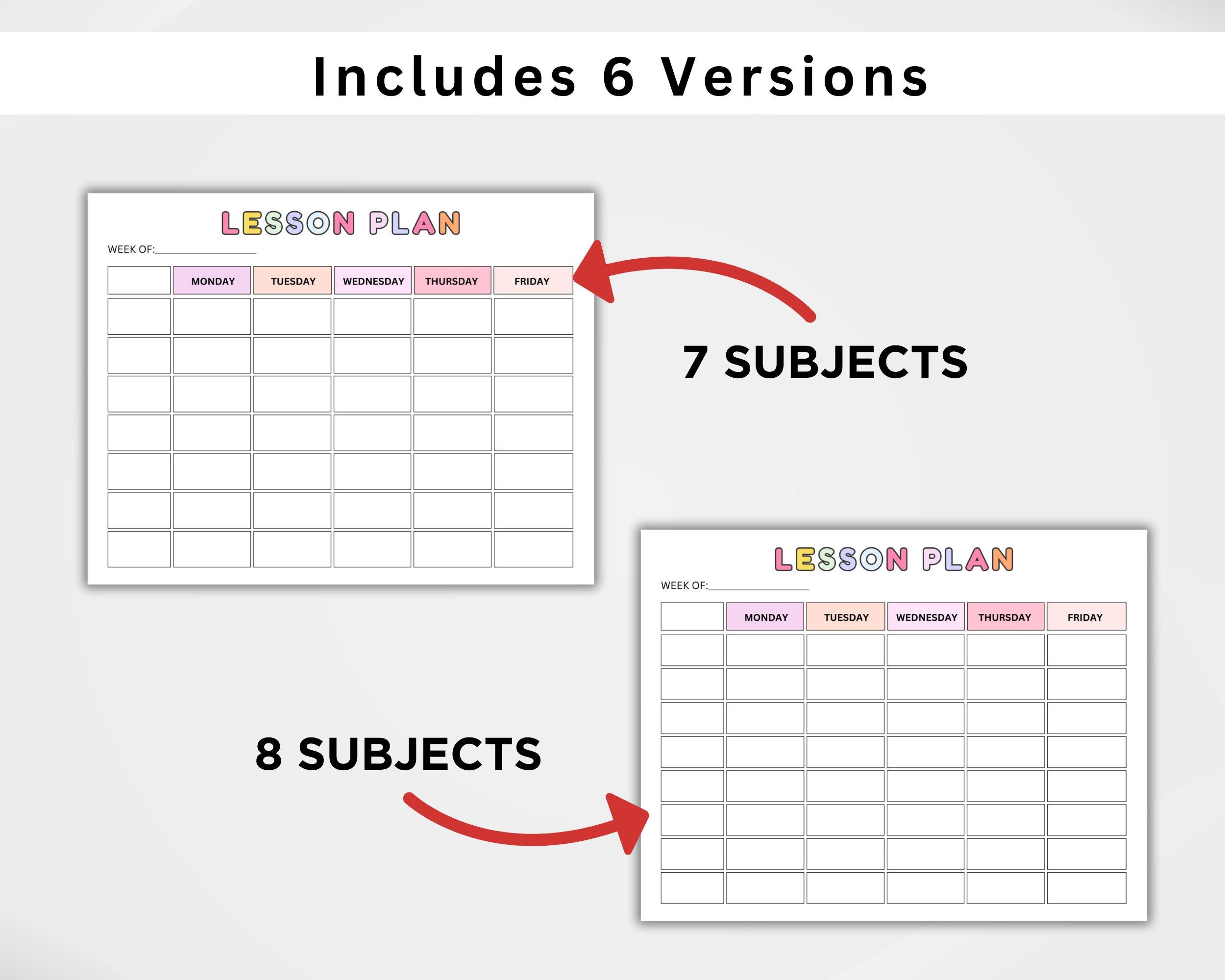 PRINTABLE Weekly Lesson Plan for Preschool Homeschool Teacher Planner ...
