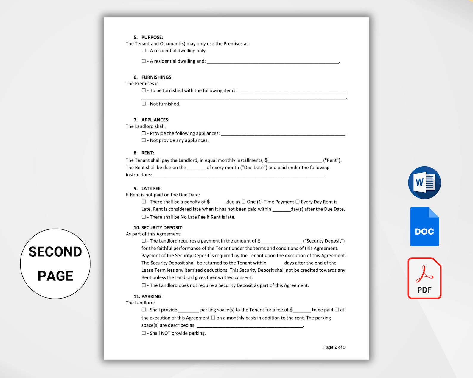 Simple Tenancy Agreement Template. Rental Agreement Printable. Tenancy ...
