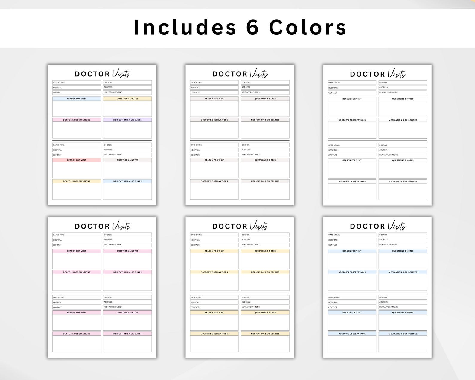 Doctor Visit Printable. Doctor Visit Notes. Health Planner Insert ...
