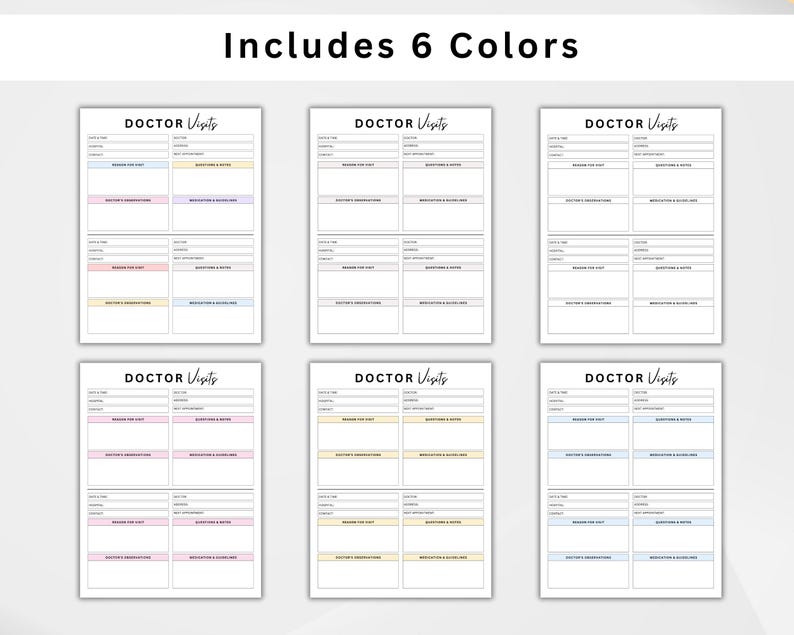 Doctor Visit Printable. Doctor Visit Notes. Health Planner Insert ...