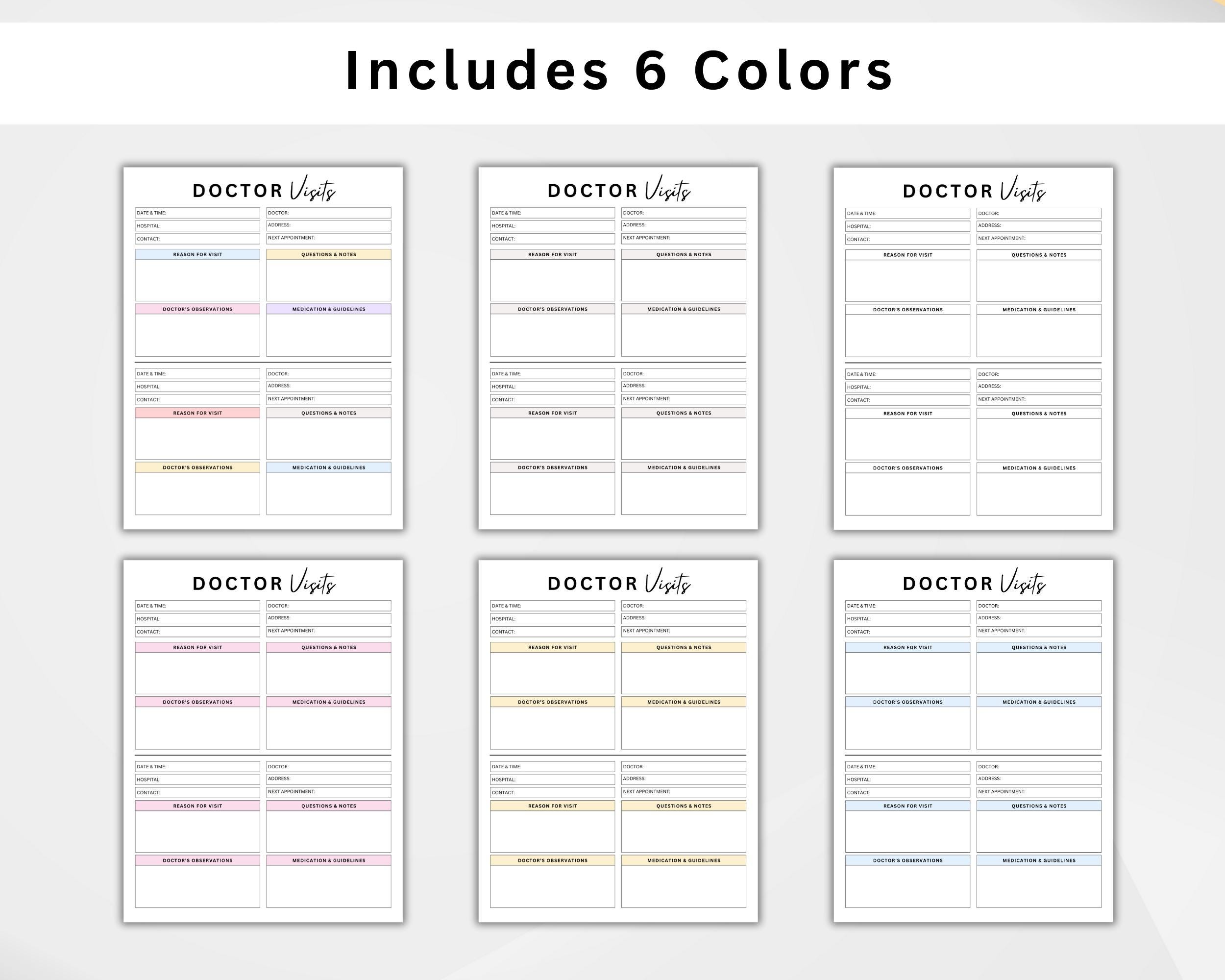 Doctor Visit Printable. Doctor Visit Notes. Health Planner Insert ...