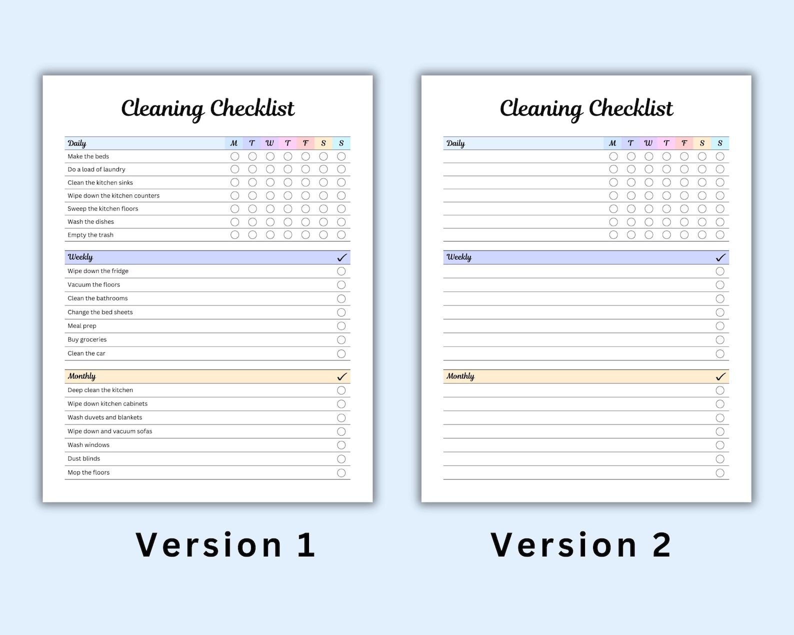 EDITABLE Weekly Cleaning Checklist. Cleaning Schedule. Printable ...